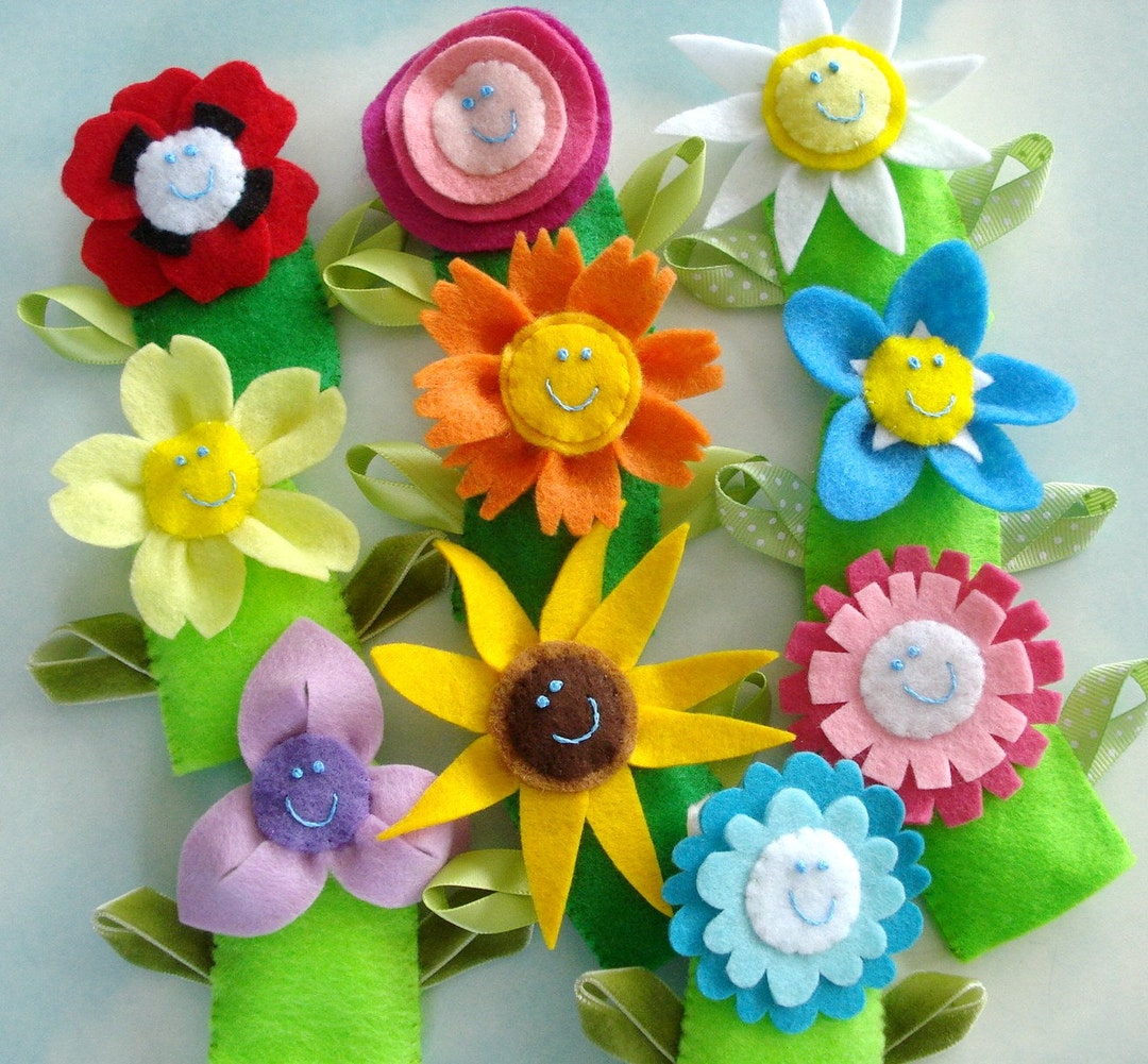 Flower Felt Finger Puppets & Hair Accessories Sewing Pattern - PDF ...