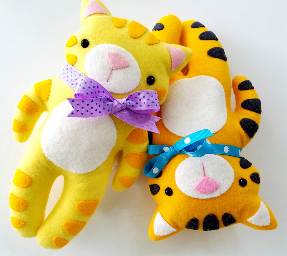 Felt Kitty & Tiger Felt Animal Softies Sewing Pattern - Etsy