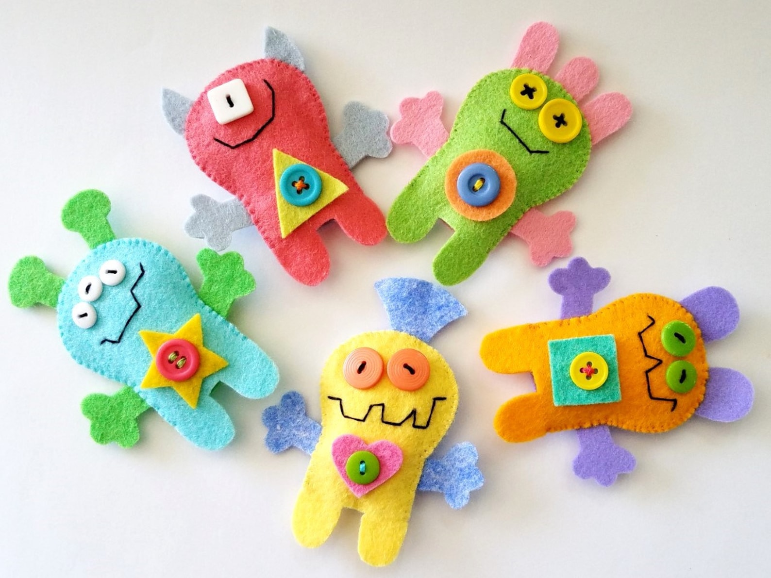 Monster Felt Finger Puppets Sewing Pattern PDF Epattern for - Etsy