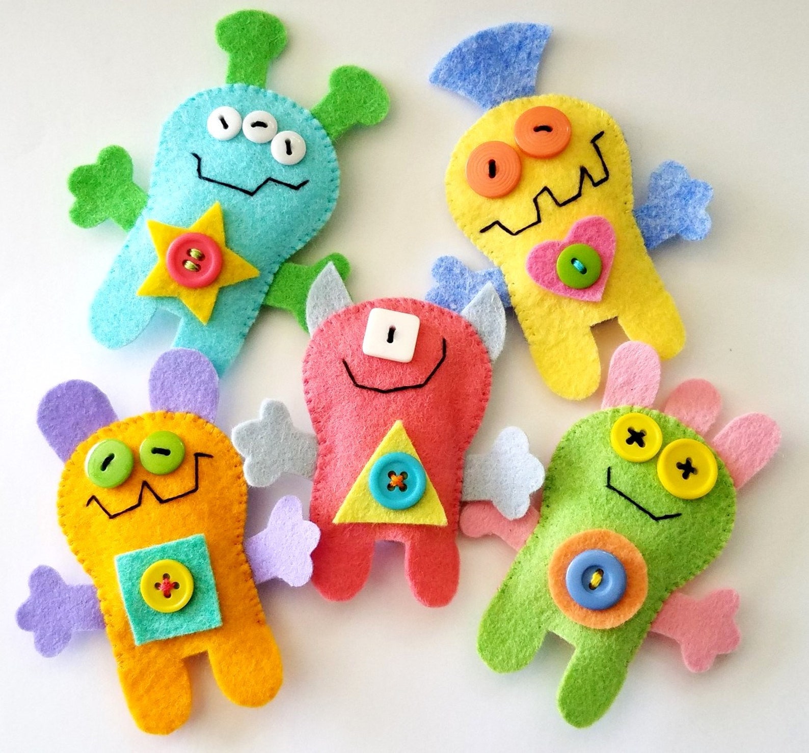 Monster Felt Finger Puppets Sewing Pattern PDF Epattern for - Etsy