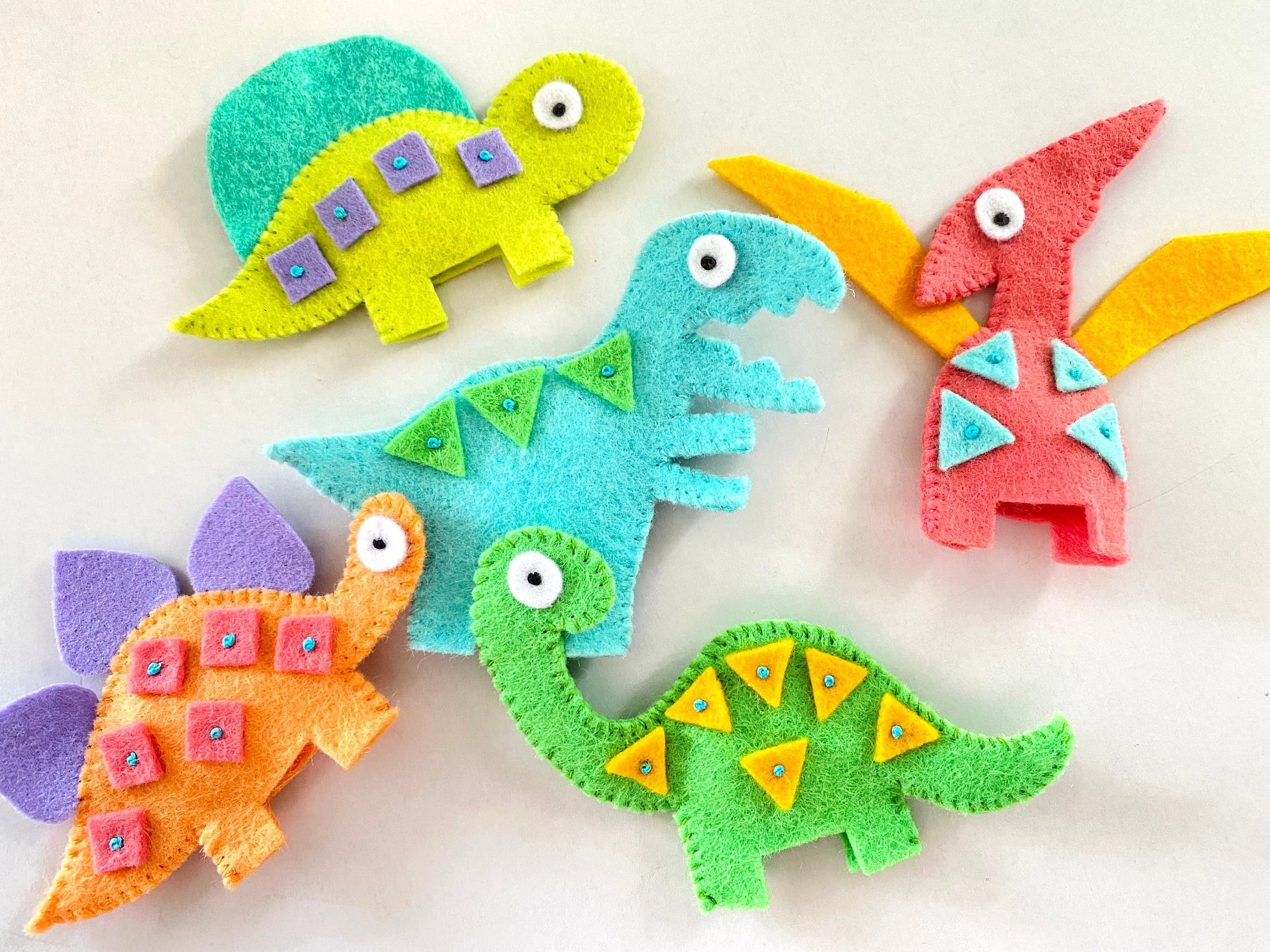 Dinosaur Felt Finger Puppets Sewing Pattern - PDF Epattern for ...