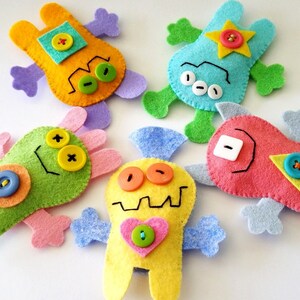 Monster Felt Finger Puppets Sewing Pattern - PDF Epattern for Five ...