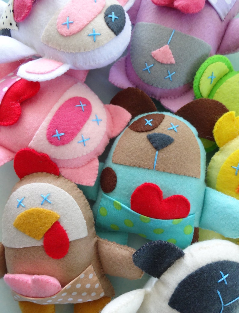 Nine Felt Animal Softies Sewing Pattern Spring Animals PDF - Etsy