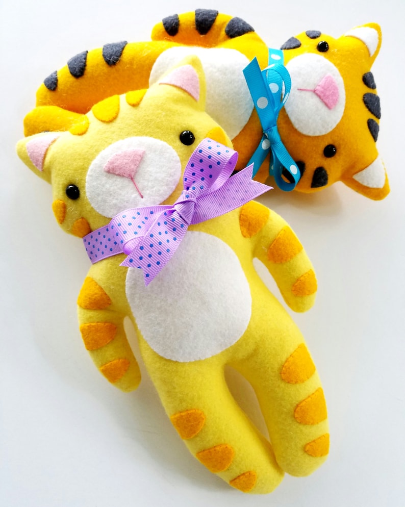 Felt Kitty & Tiger Felt Animal Softies Sewing Pattern - Etsy
