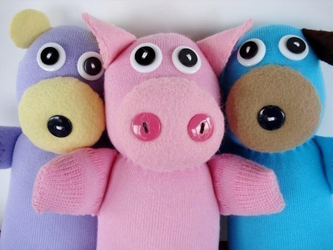 Toy Sewing Pattern for Sock Animals - Monkey, Giraffe, Zebra, Pig, Bear ...