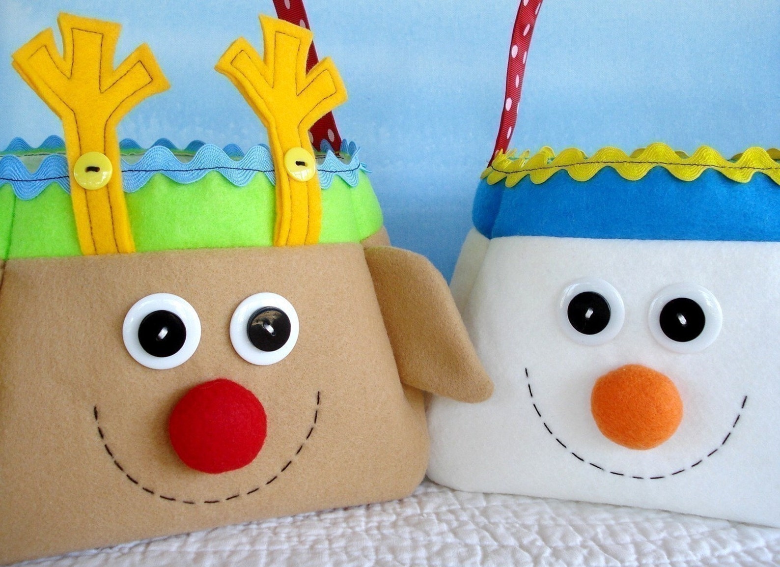 Reindeer Snowman and Elf Christmas Holiday Bags Sewing - Etsy