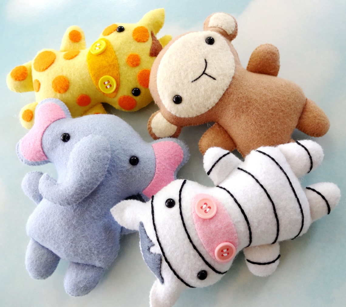 Felt Jungle Animal Softies Sewing Pattern Tutorial PDF E - Etsy