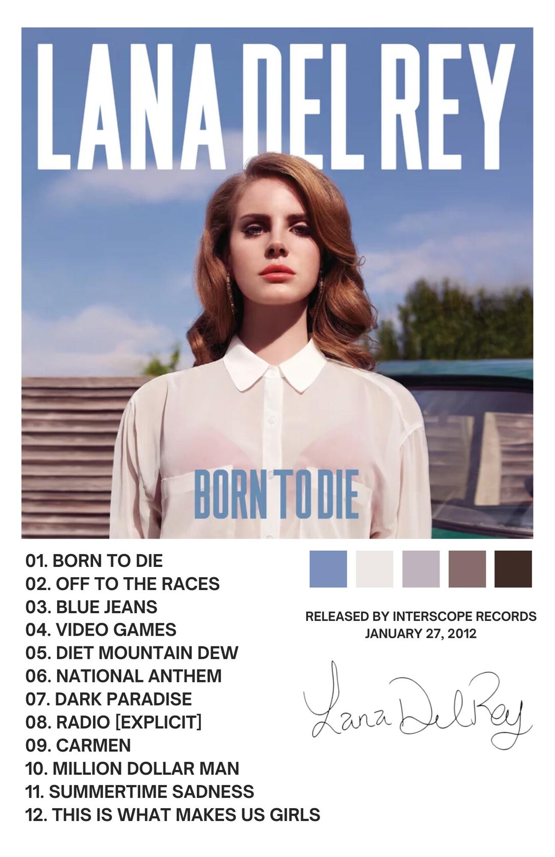 Custom Lana Del Rey born to Die Album Digital Poster - Etsy