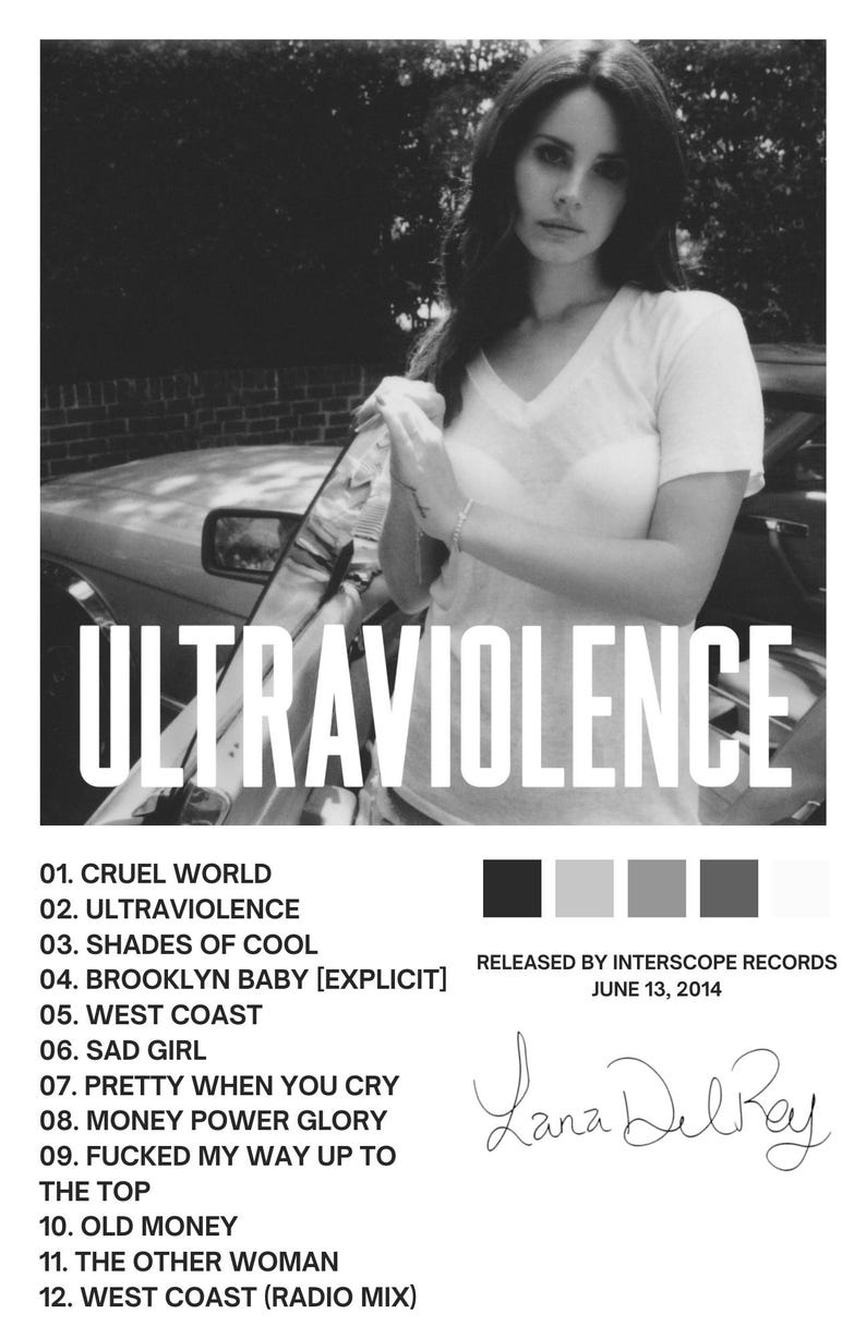 Custom Lana Del Rey ultraviolence Album Digital Poster Download - Etsy