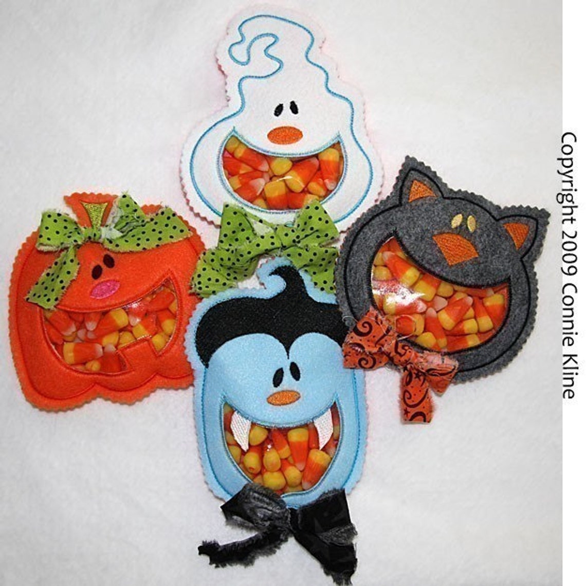 Open Mouth Halloween Candy Cozy Set- Hoop Size 5x7- Pumpkin, Dracula ...