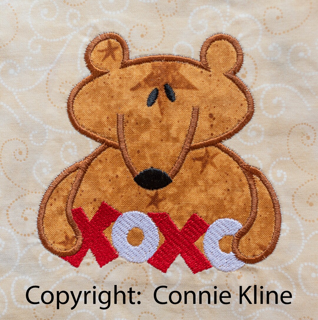 Teddy Bear Frank Holding XOXO Applique Embroidery Machine Design 4x4 ...