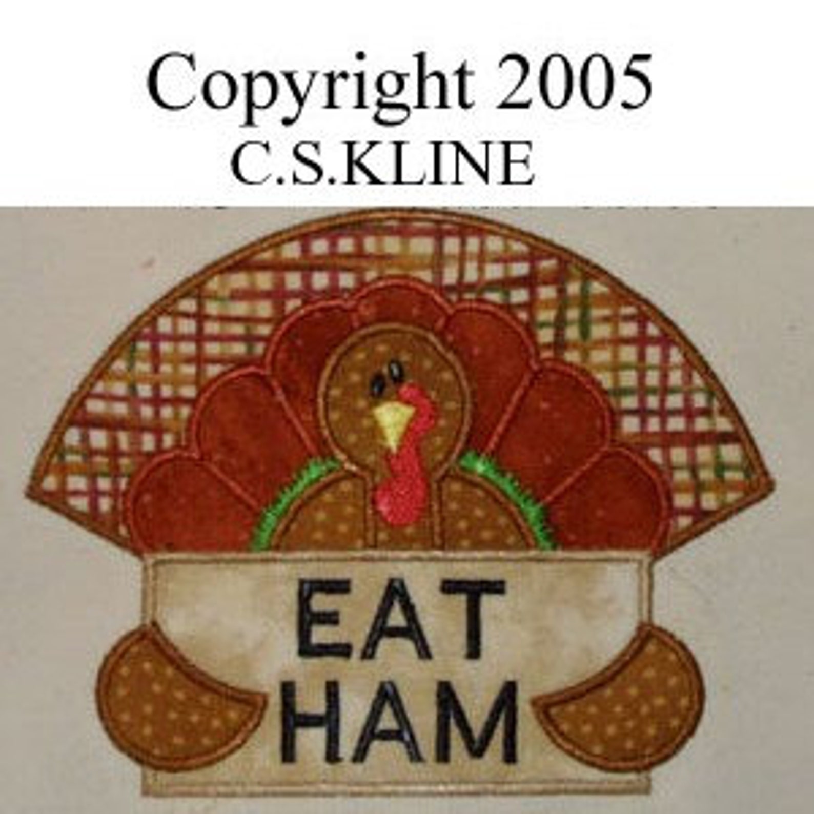 Thanksgiving Turkey Hold Eat Ham Sign-machine Embroidery Applique ...