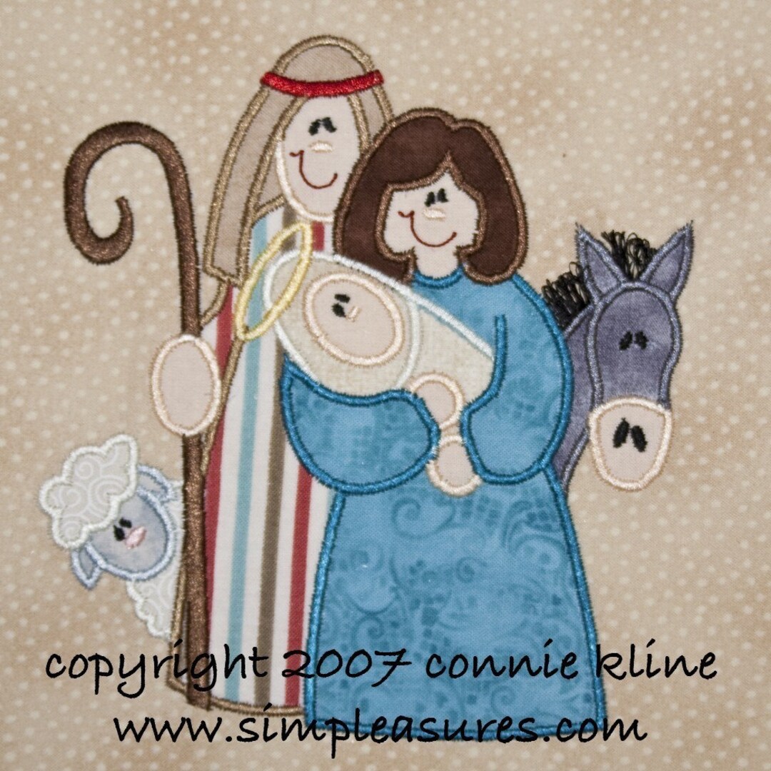 Christmas Cute Nativity Applique Machine Embroidery Design Large Hoop ...