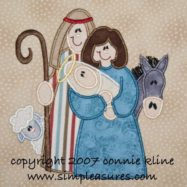 Christmas Cute Nativity Applique Machine Embroidery Design Large Hoop ...