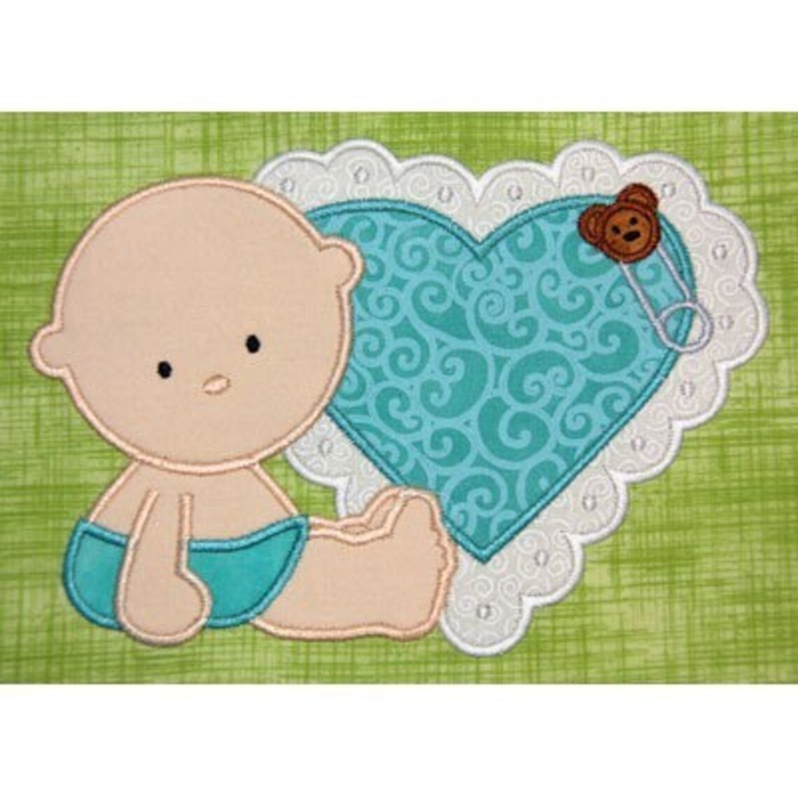 Cute Baby With Heart Applique Embroidery Machine Design 5x7 Hoop-cute ...