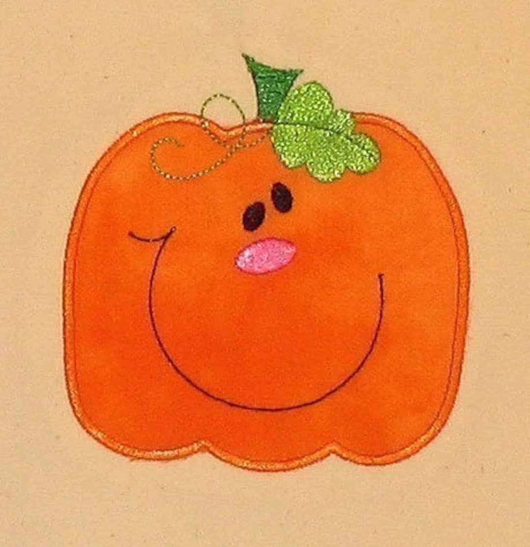 Halloween Fall Cute Pumpkin Applique Machine Embroidery Design 4x4 Hoop ...
