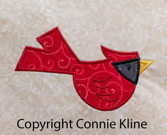 Original Red Bird Applique Machine Embroidery Design 4x4 | Etsy