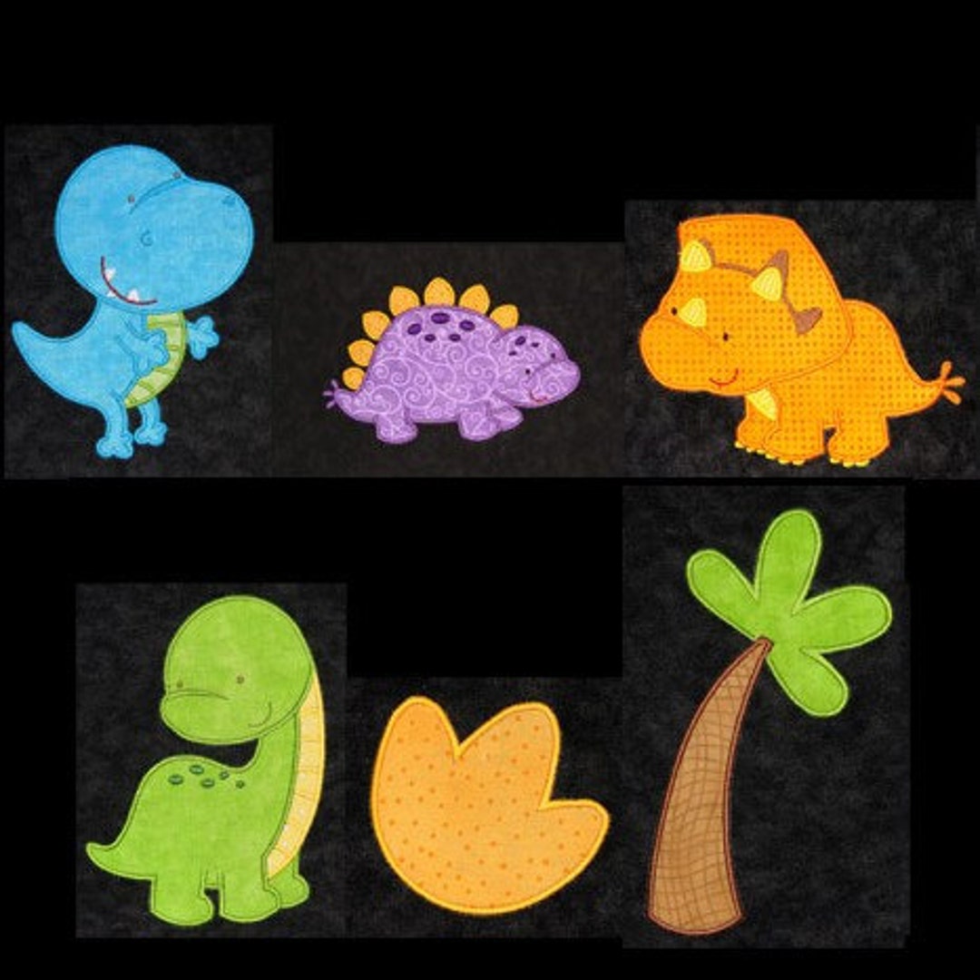 Cute DINOSAUR Appliques-machine Embroidery Designs Set of 6 INSTANT ...