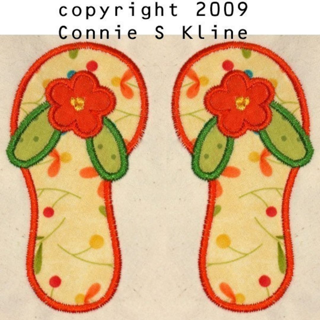 Flip Flop Sandal Machine Embroidery Applique Design 4x4 AND 5x7 Hoop ...