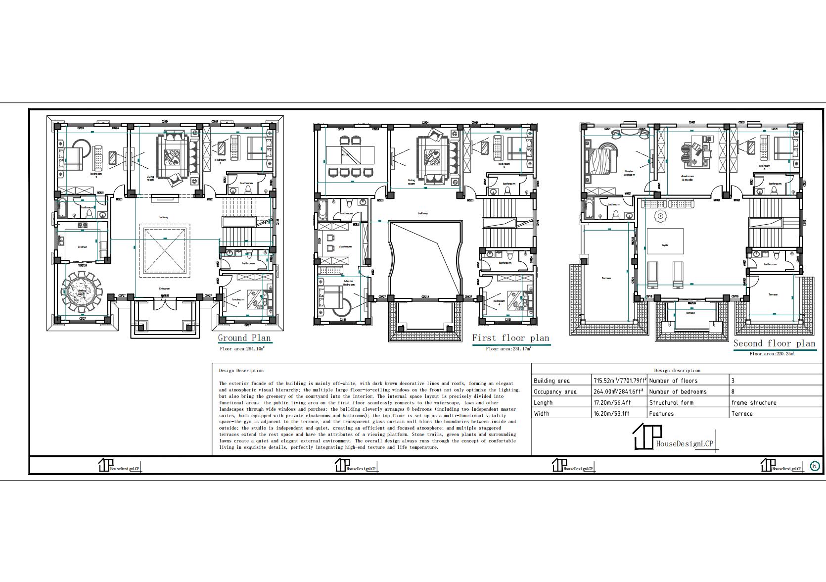 Modern 8-bedroom House Plan: 715 Sqm/7701 Sqft (CAD File Included ...