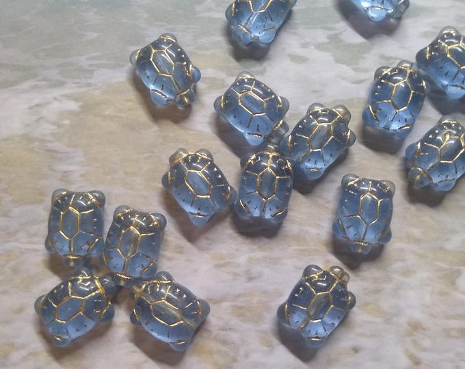 Set of 2 Czech Glass Turtle Bead Light Blue 19mm X 13mm - Etsy