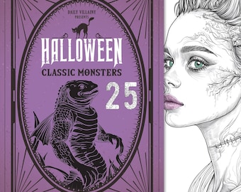 25 Classic Halloween Monsters Coloring Book: Spooky Creatures ...