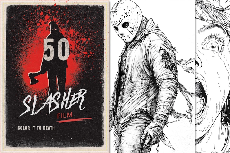 Slasher Horror Coloring Book | Halloween Adult Coloring for Spooky ...