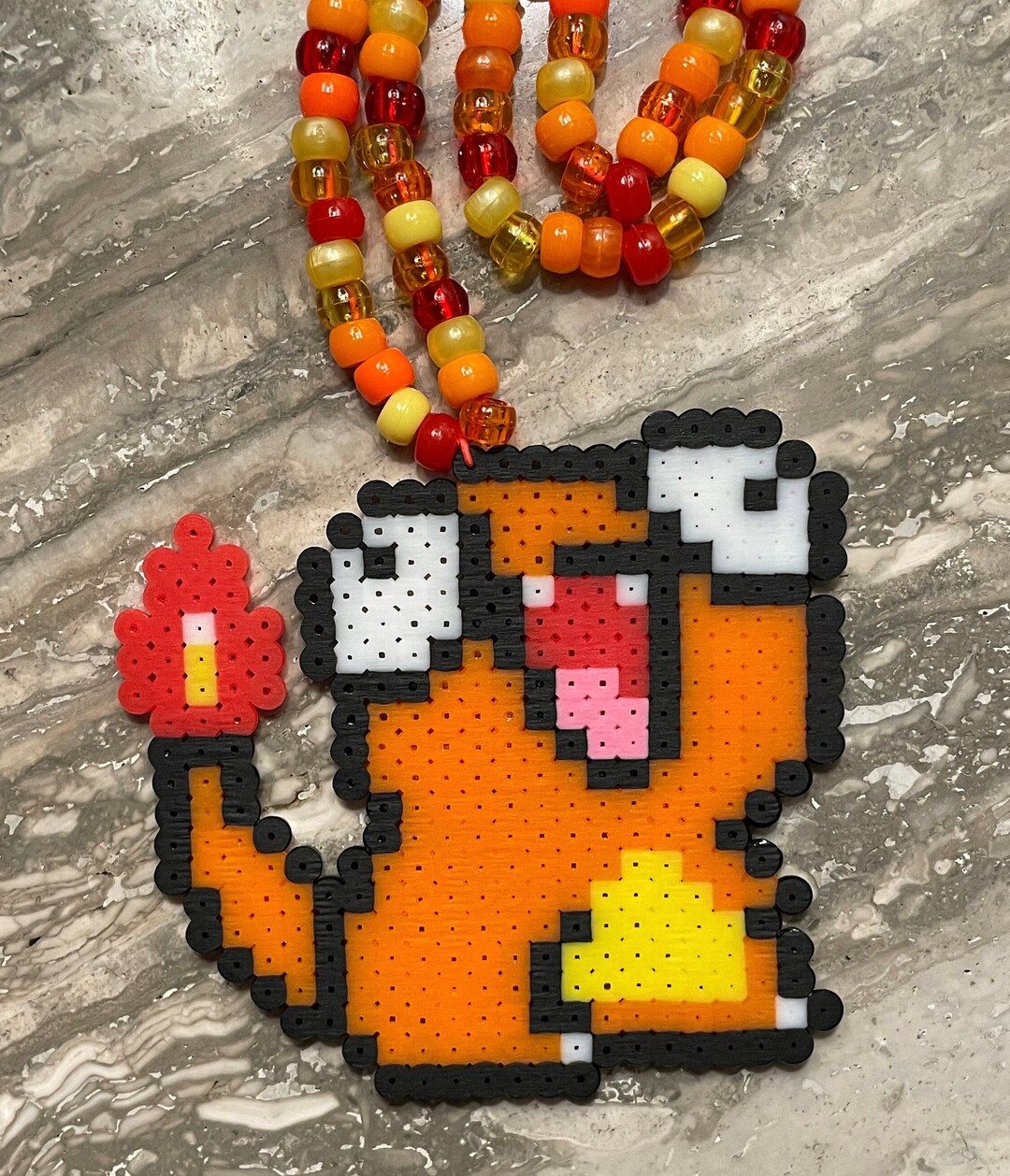 Silly Charmander Cute Perler Kandi Necklace - Etsy