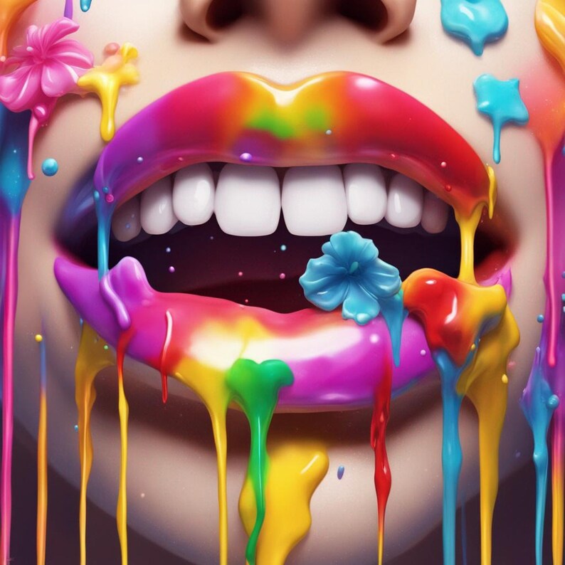 Colorful Dripping Lips Set of 12 |seamless Patterns |instant Download ...