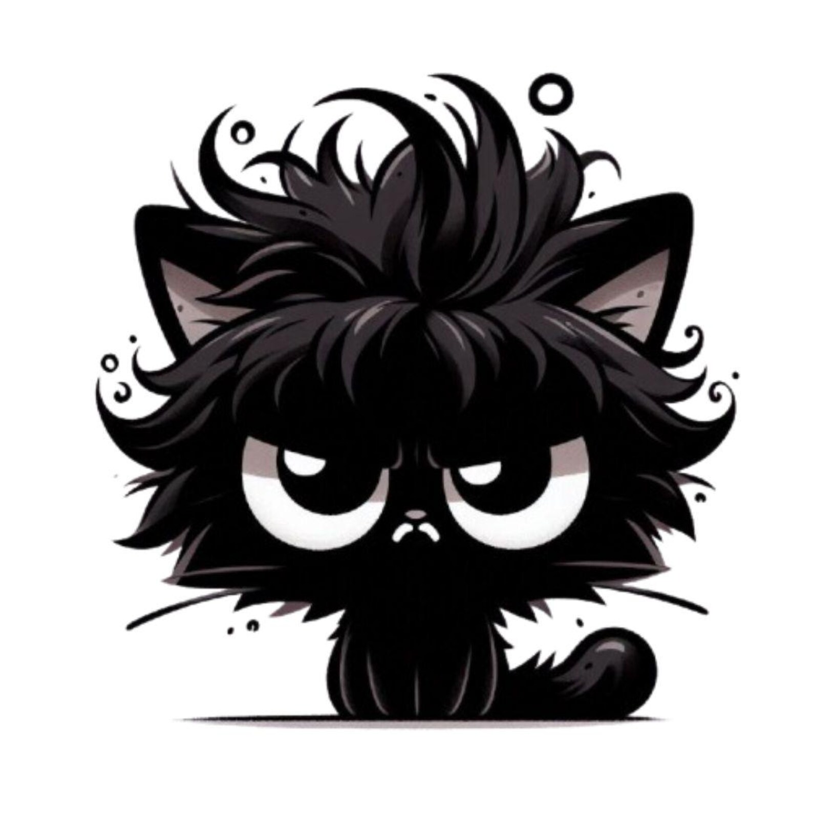 Grumpy Black Cat With Messy Hair Set of 23 Sublimation Bundle |PNG ...