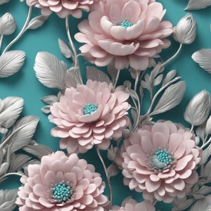 Puff Flowers Set of 6 Elegant |seamless Patterns |instant Download ...