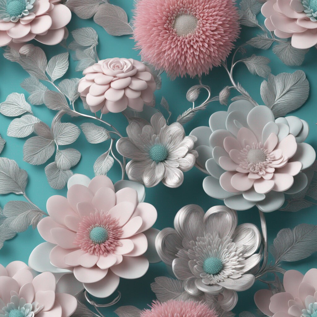 Puff Flowers Set of 6 Elegant |seamless Patterns |instant Download ...
