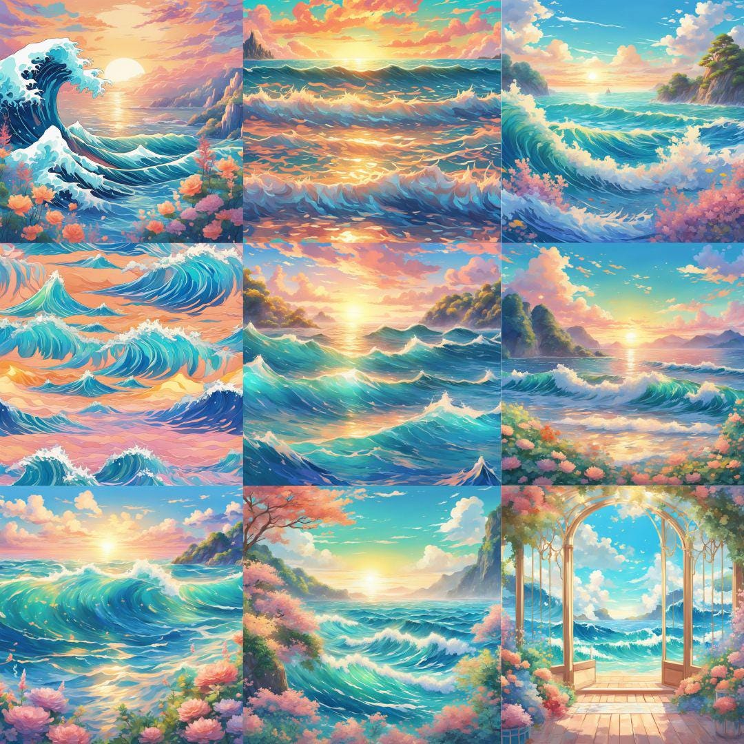 3d Ocean Waves Set of 20 |seamless Patterns |instant Download ...