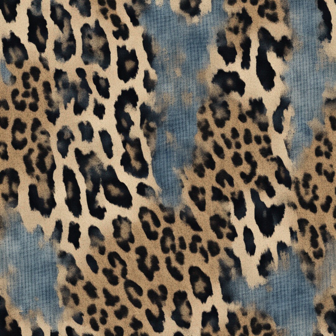 Leopard Print Denim Set of 8 |seamless Patterns |instant Download ...