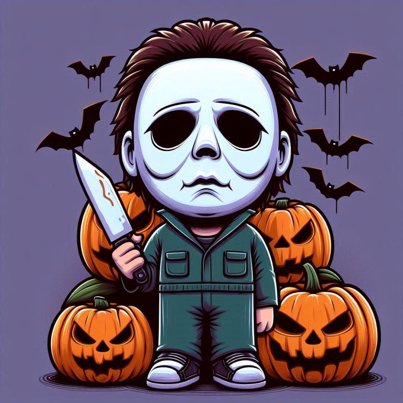 Halloween Cartoon Michael Myers Set of 5 |seamless Patterns |instant ...