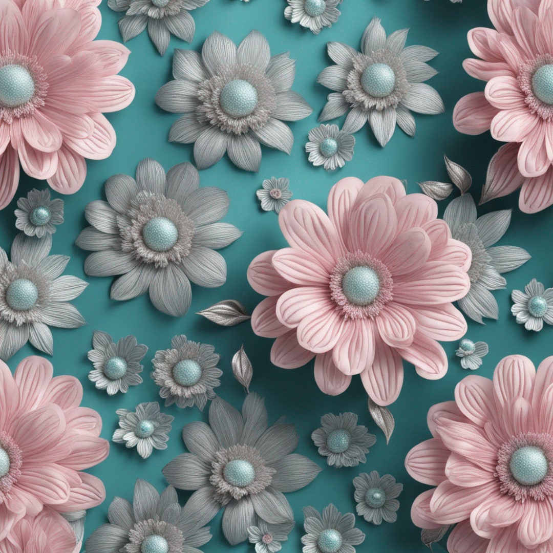 Elegant Puff Flower Seamless Pattern Set (digital Download) - Etsy