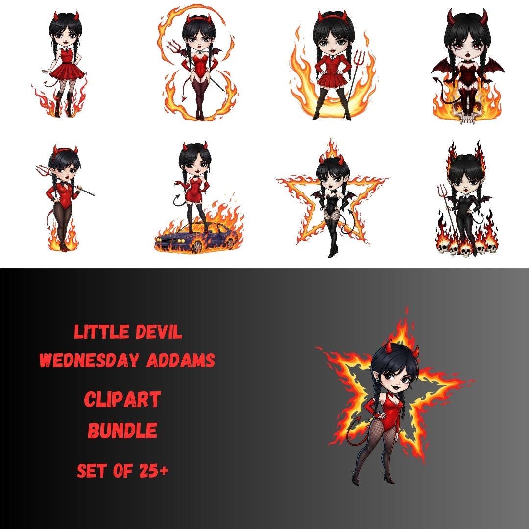 Wednesday Addams Chibi Sublimation Bundle: 25+ PNG Files (instant ...