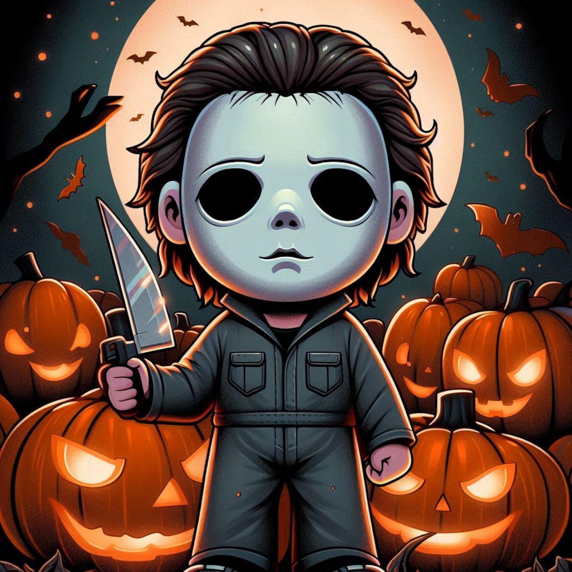 Halloween Cartoon Michael Myers Set of 5 |seamless Patterns |instant ...