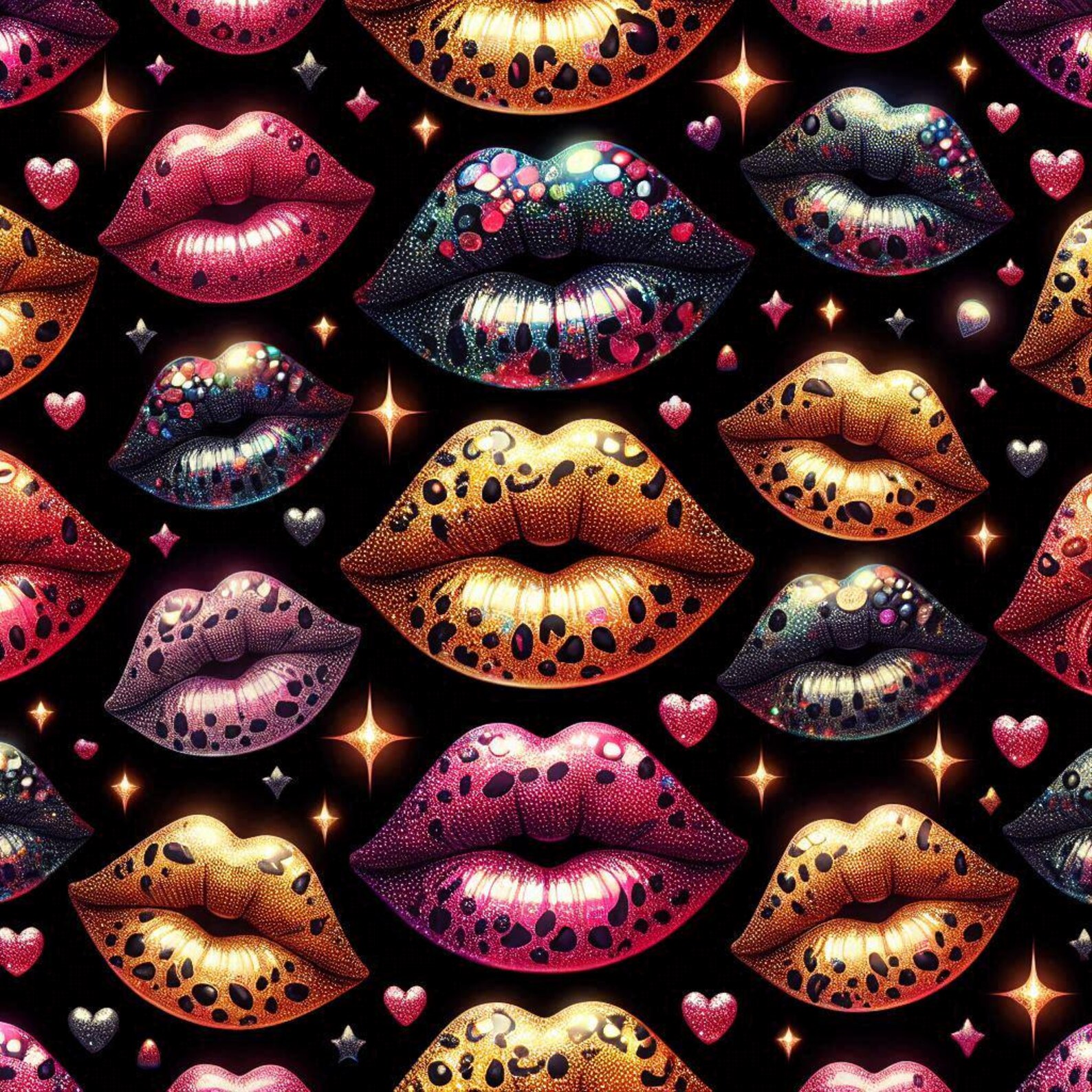 Fashion Kiss Lips Set of 20 |seamless Patterns |instant Download ...