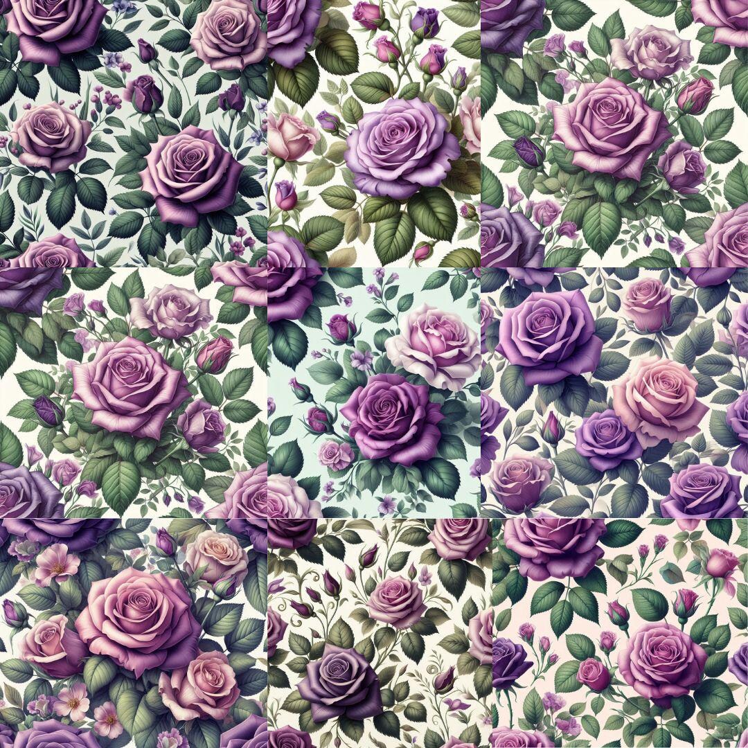 Purple Roses Pattern Set of 40+ |seamless Patterns |instant Download ...