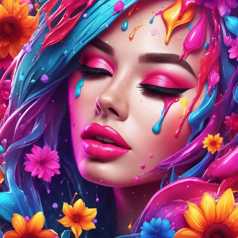 Colorful Dripping Lips Set of 12 |seamless Patterns |instant Download ...