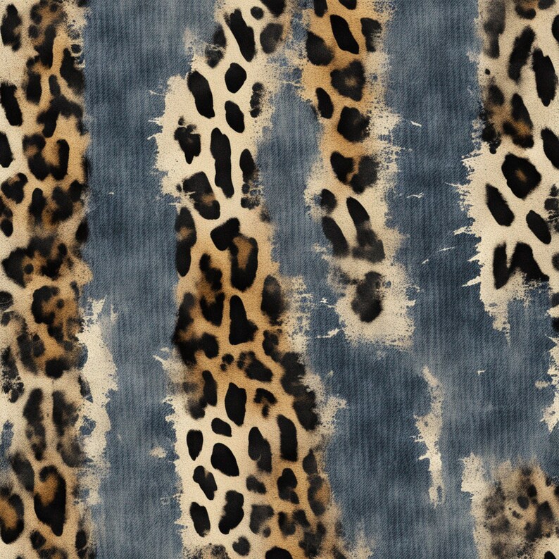 Leopard Print Denim Set of 8 |seamless Patterns |instant Download ...
