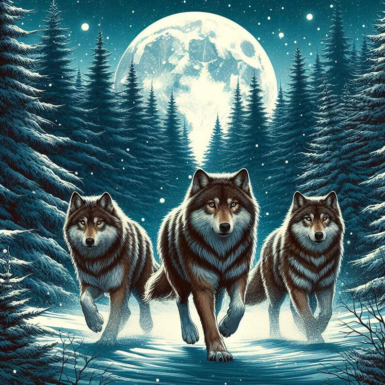 Winter Wolves Set of 27 |seamless Patterns |instant Download ...