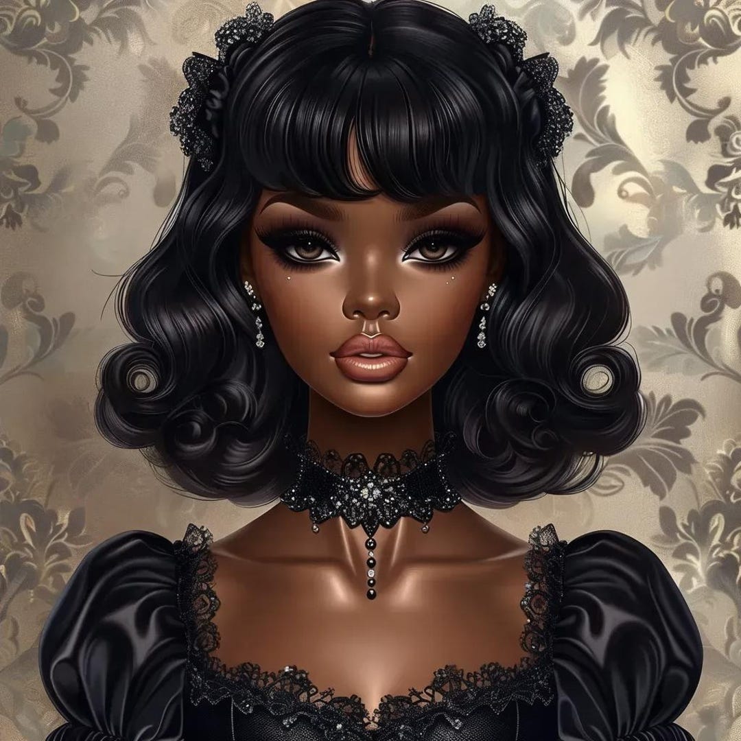 African American Barb Wearing Lolita Dress |seamless Pattern |instant ...