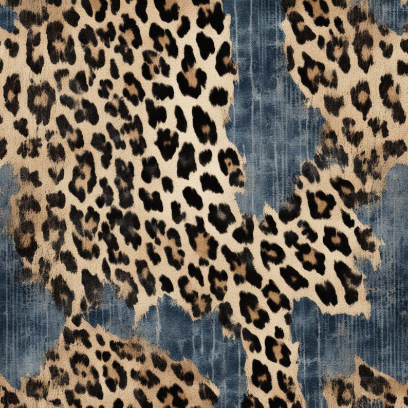 Leopard Print Denim Set of 8 |seamless Patterns |instant Download ...