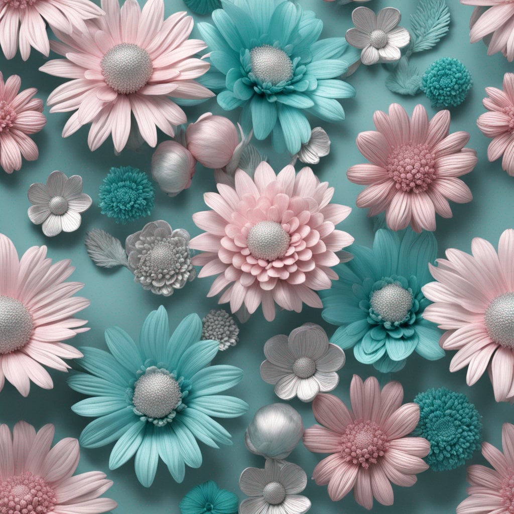 Elegant Puff Flower Seamless Pattern Set (digital Download) - Etsy