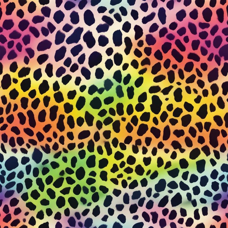 Rainbow Cheetah Leopard Print Set of 38 |seamless Patterns |instant ...