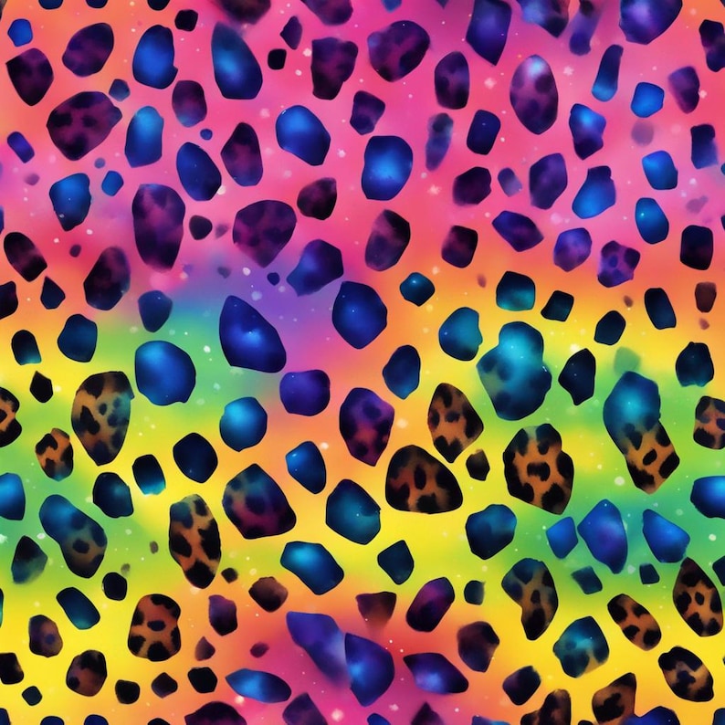 Rainbow Cheetah Leopard Print Set of 38 |seamless Patterns |instant ...