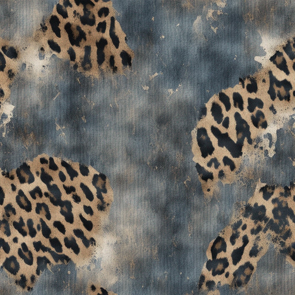 Leopard Print Denim Set of 8 |seamless Patterns |instant Download ...