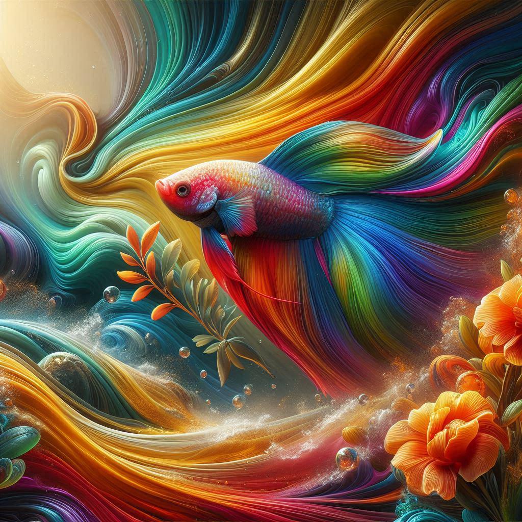 Beta Fish in Bright Rainbow Colors Set of 41 |seamless Patterns ...